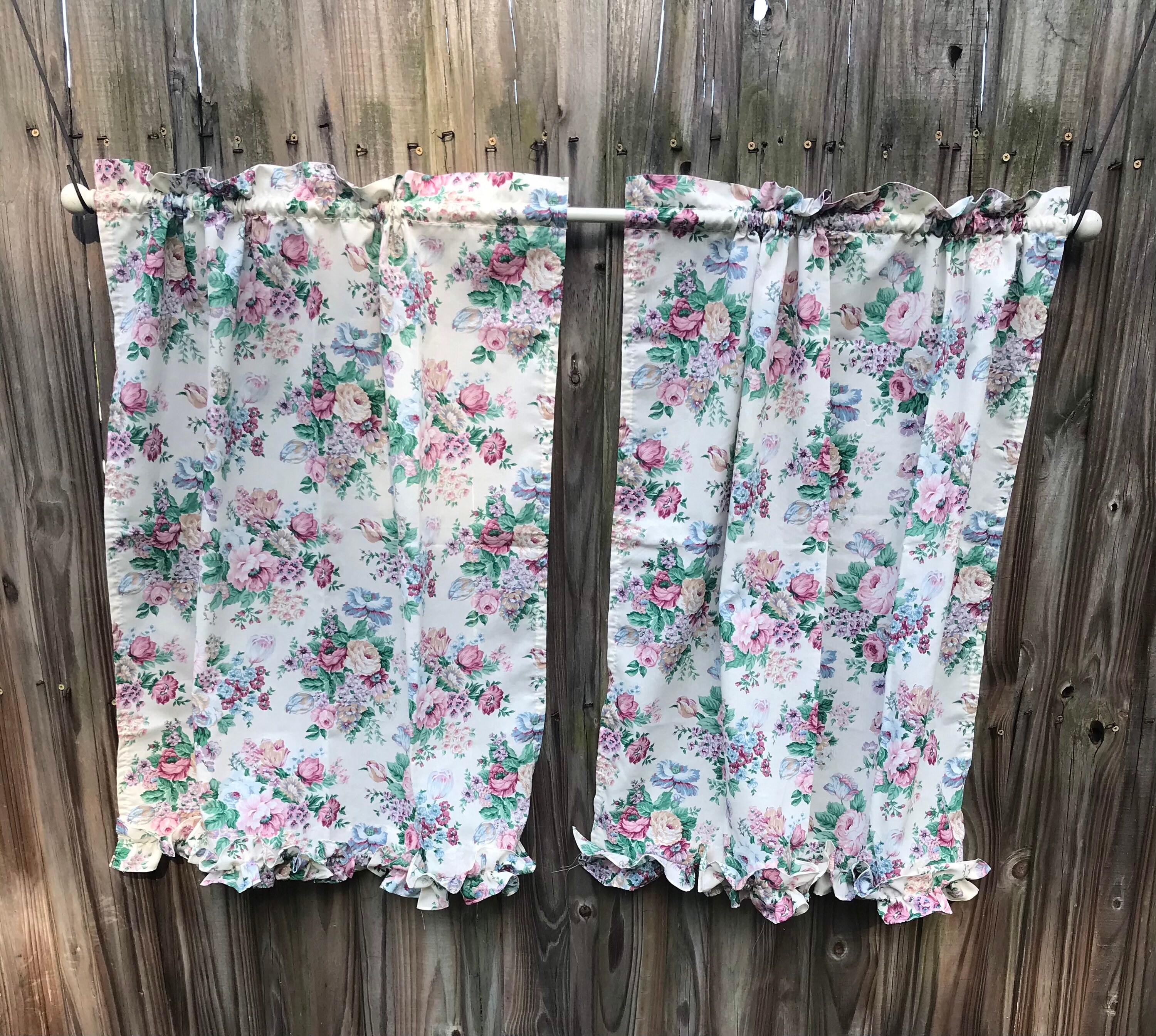 Curtains Kitchen Bathroom Cabbage Roses Pink Roses Home Decor - Etsy.de