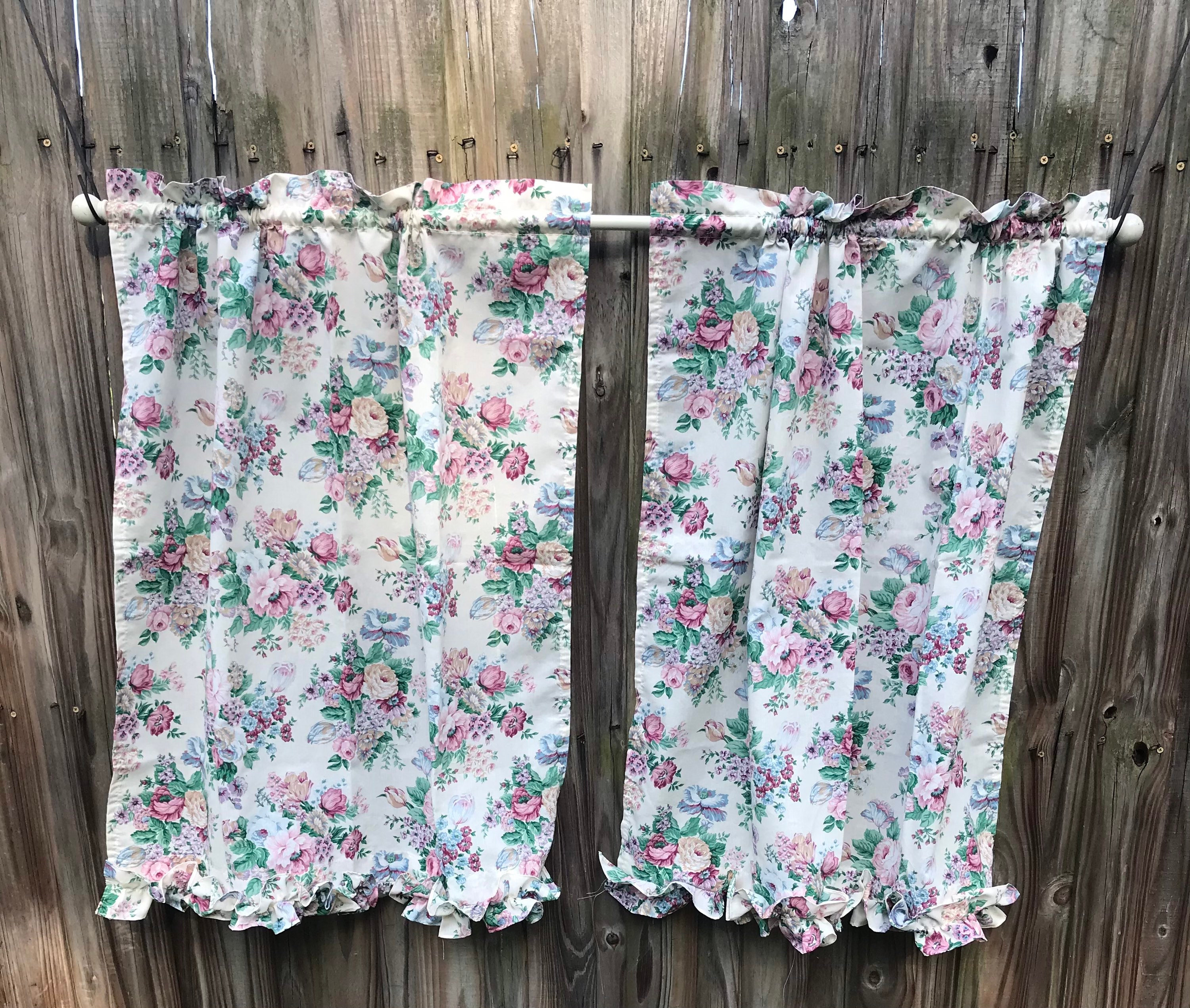 Curtains Kitchen Bathroom Cabbage Roses Pink Roses Home Decor - Etsy.de