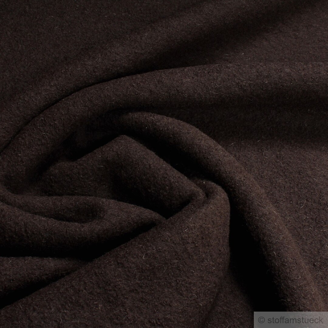 Fabric Pure New Wool Knitted Fabric Deep Brown Fulling Loden - Etsy