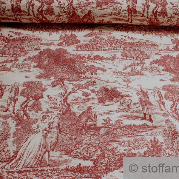 Red Toile Fabric - Etsy
