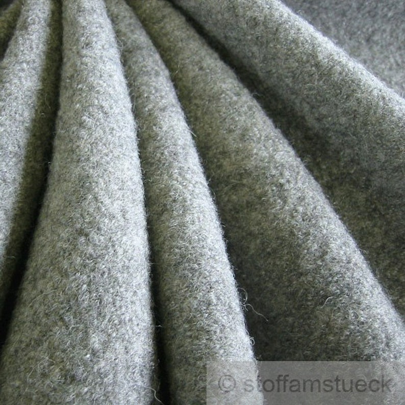 Fabric pure new wool knitted fabric light grey fulling loden | Etsy