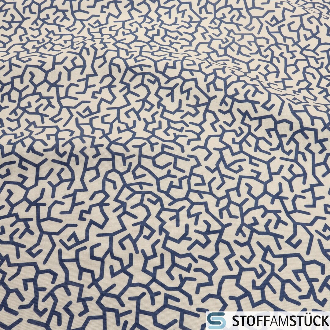 Tejido algodón poliéster crudo laberinto azul cobalto laminado suave ...