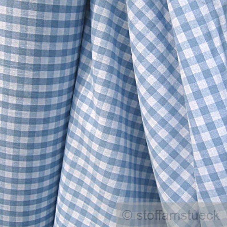 Fabric Pure Cotton Rustic Check Light Blue White 1 Cm Gingham | Etsy