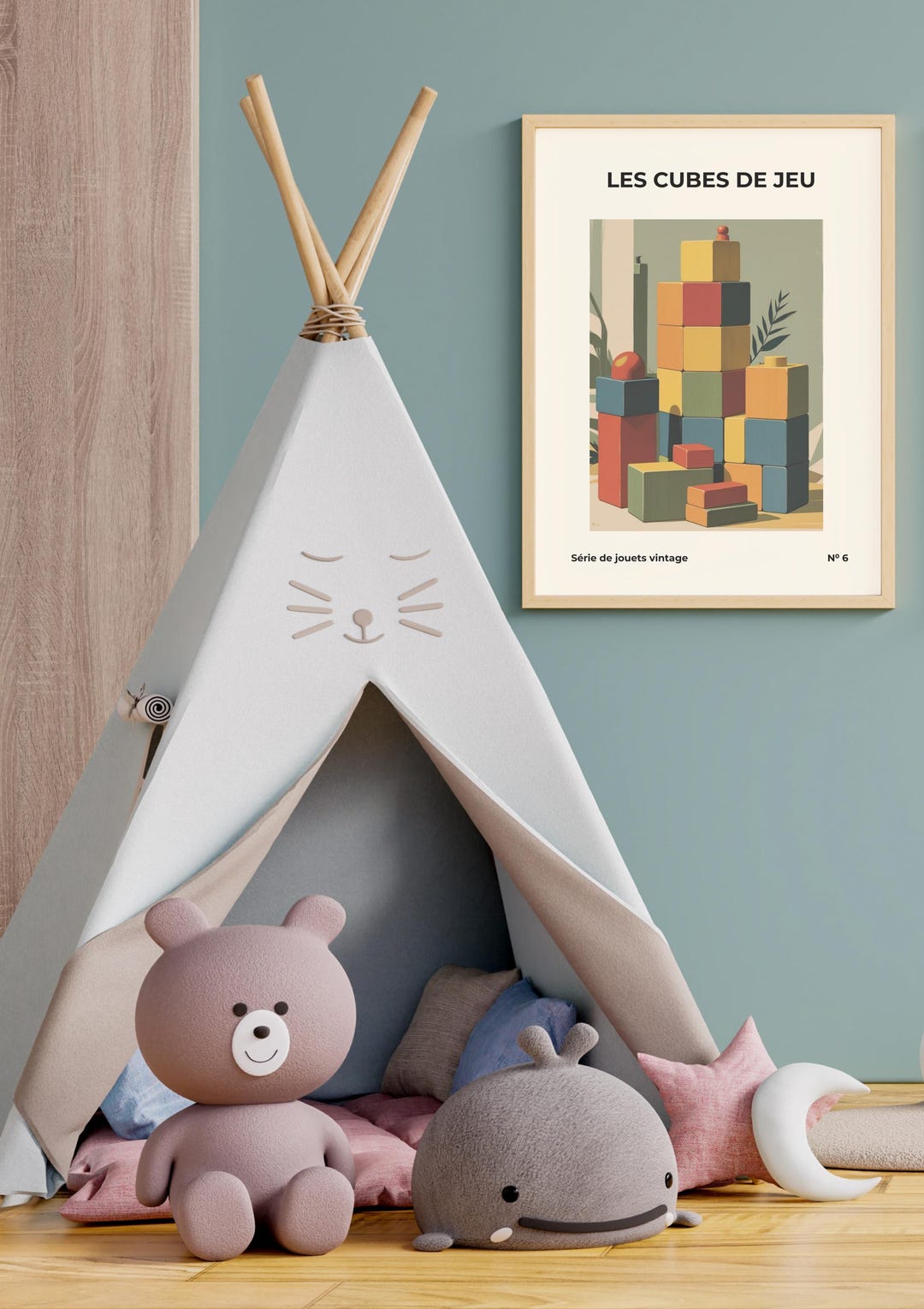 Vintage French Toy Blocks Print: Retro Nursery Wall Art (digital ...