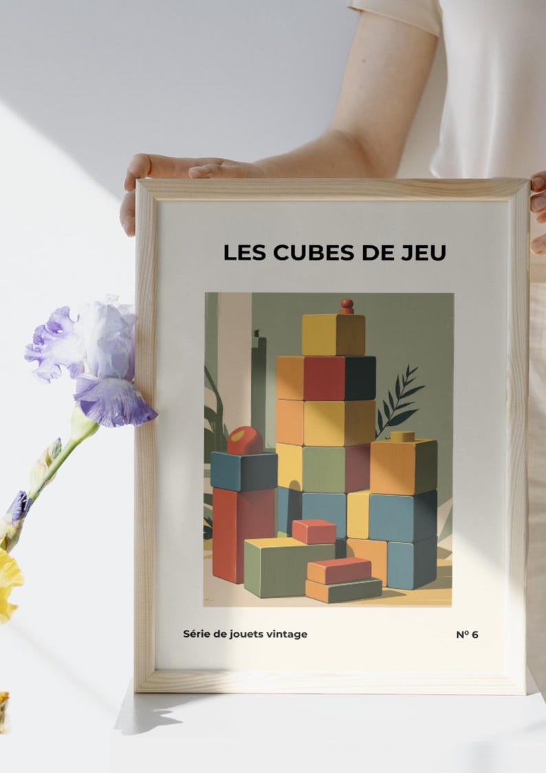 Vintage French Toy Blocks Print: Retro Nursery Wall Art (digital ...