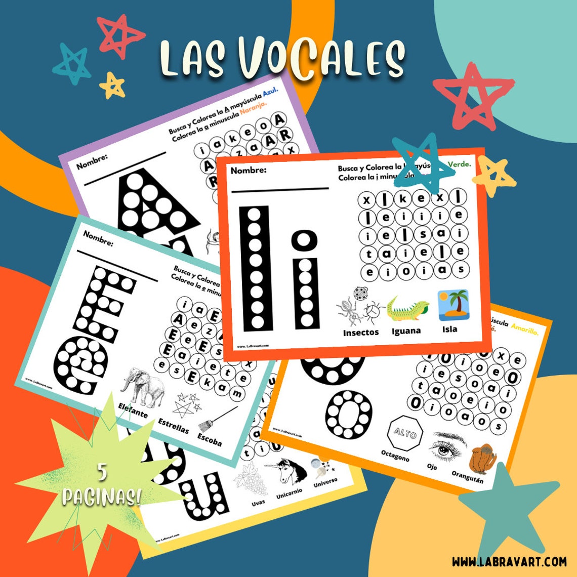 Vowels Worksheet En Español (LAS VOCALES) AEIOU - Etsy