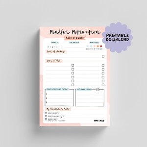 PRINTABLE Mindful Motivation A5 Daily Planner Digital Download Print at ...