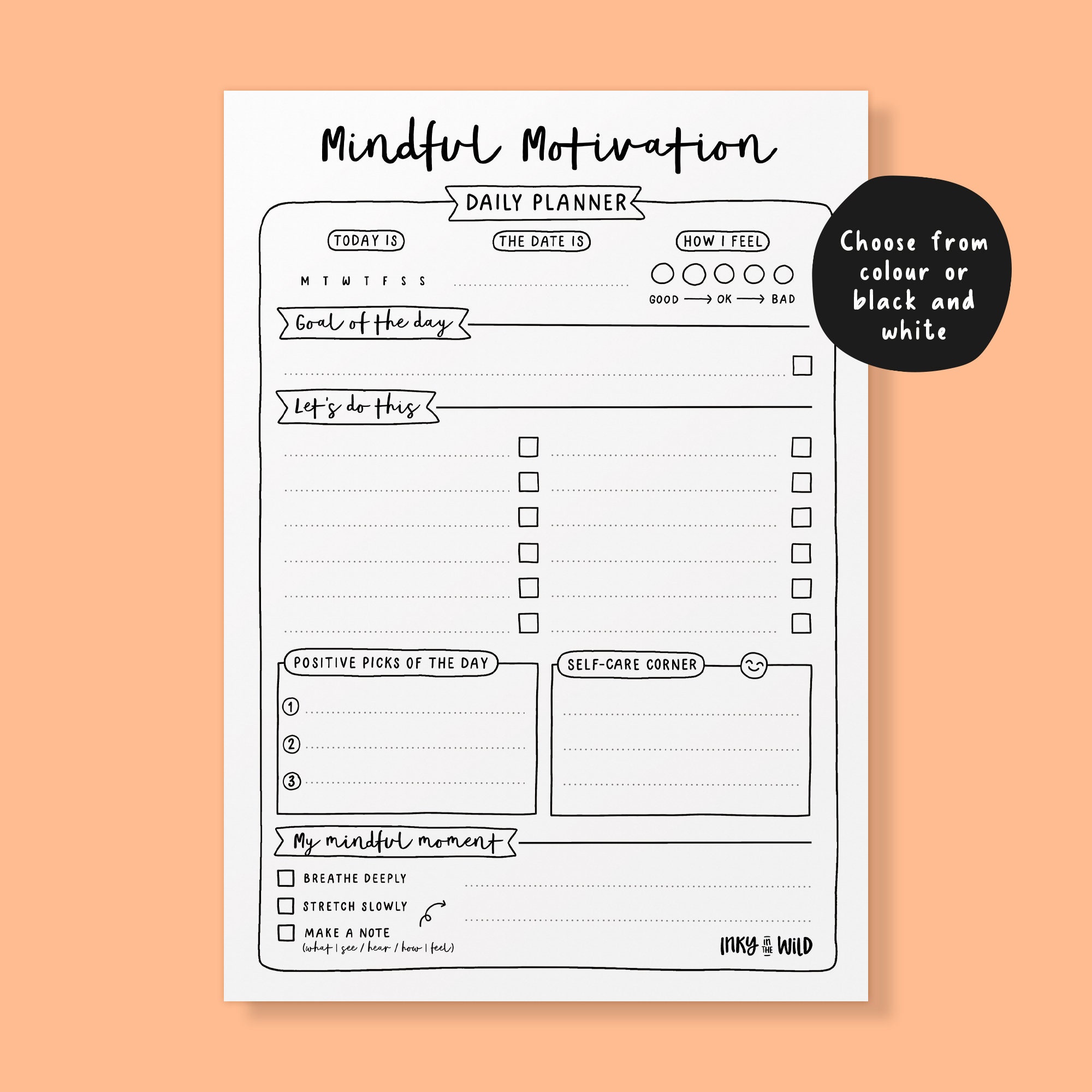 PRINTABLE Mindful Motivation A5 Daily Planner Digital Download - Etsy