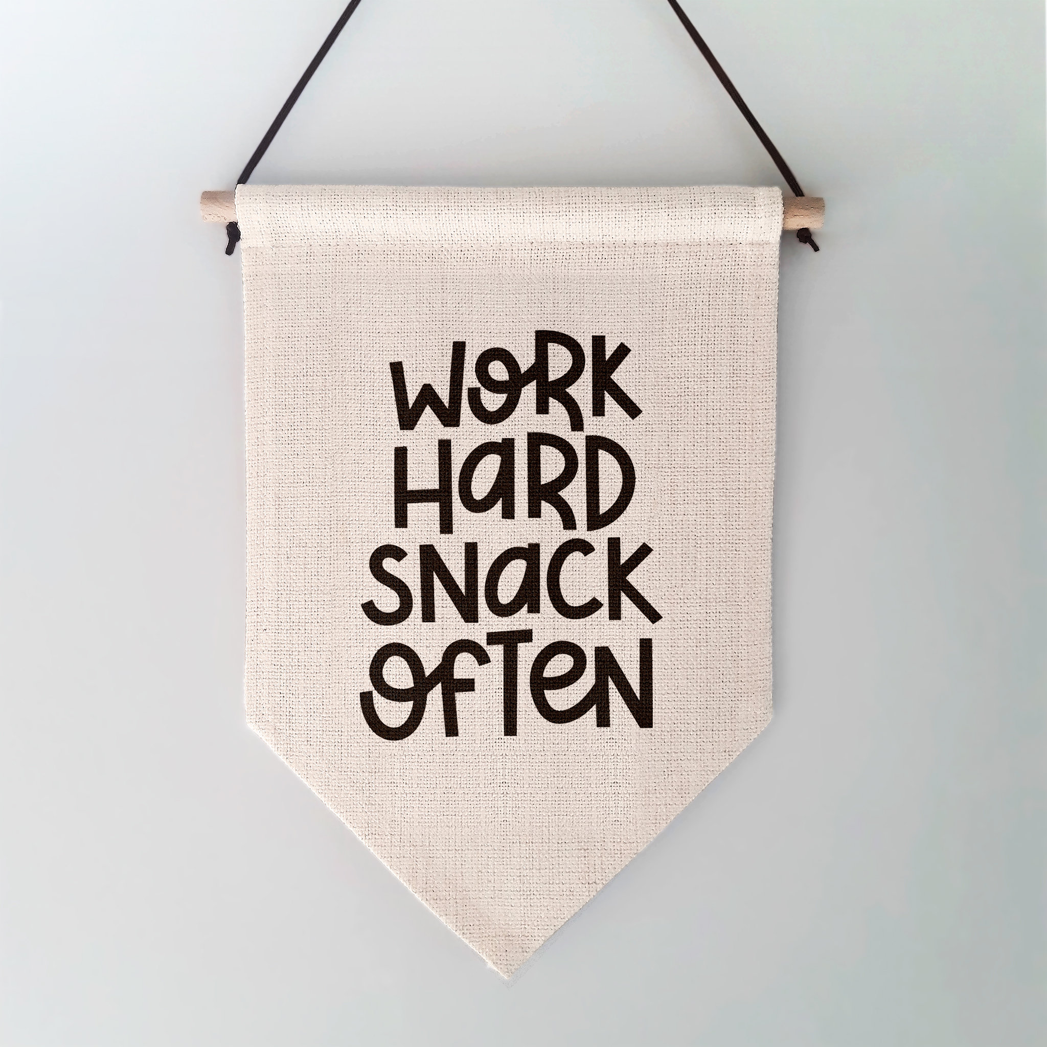 Work Hard Snack Often Funny Motivational Wall Hanging Linen Pennant ...