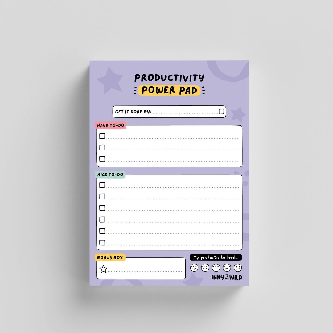 A6 Productivity Power Pad Notepad Motivational Desk Pad Daily Planner ...
