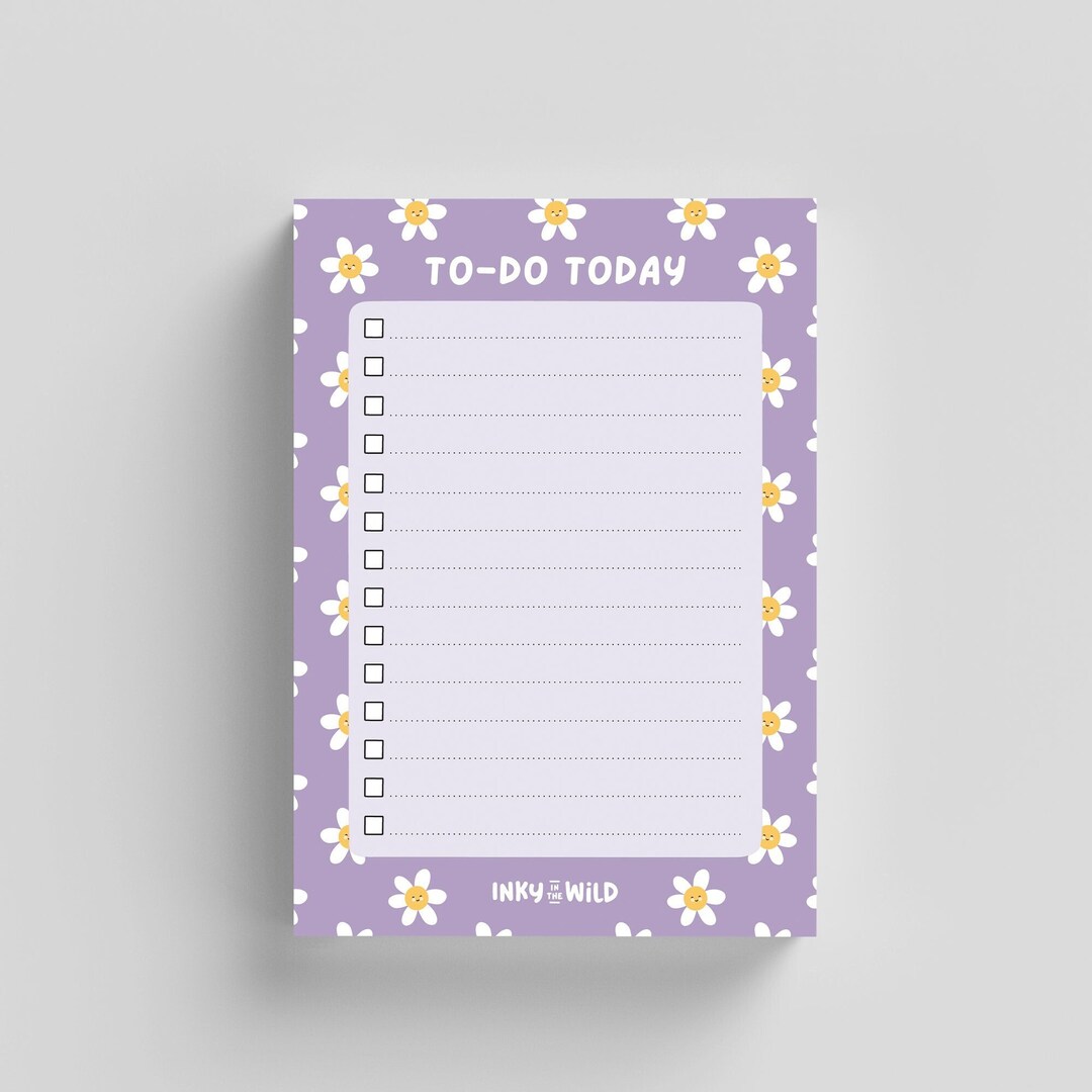 Lazy Daisies To-do List Notepad | Cute A6 Motivational Stationery ...