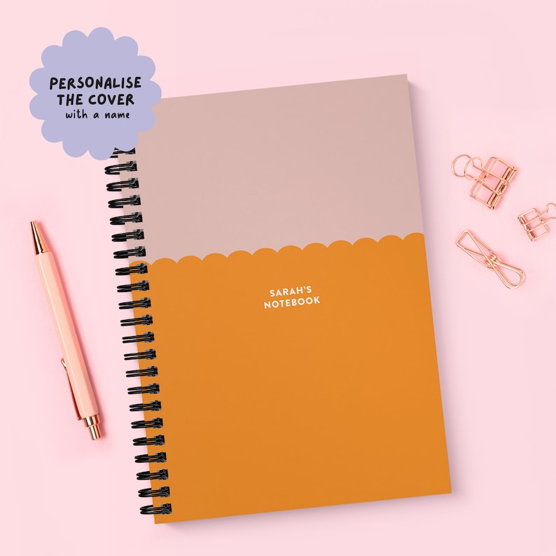 Colour Block Scallop Personalised Notebook | Spiral Bound Journal (A5 ...