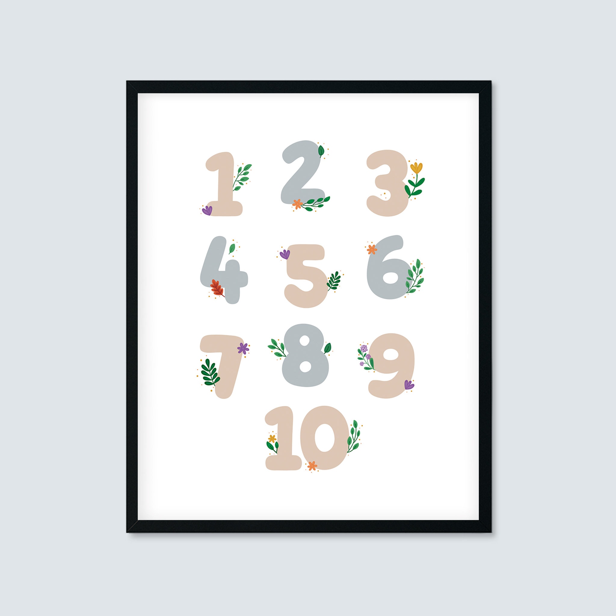 Woodland Themed Numbers Print for Kids Room or Nursery Neutral Floral ...