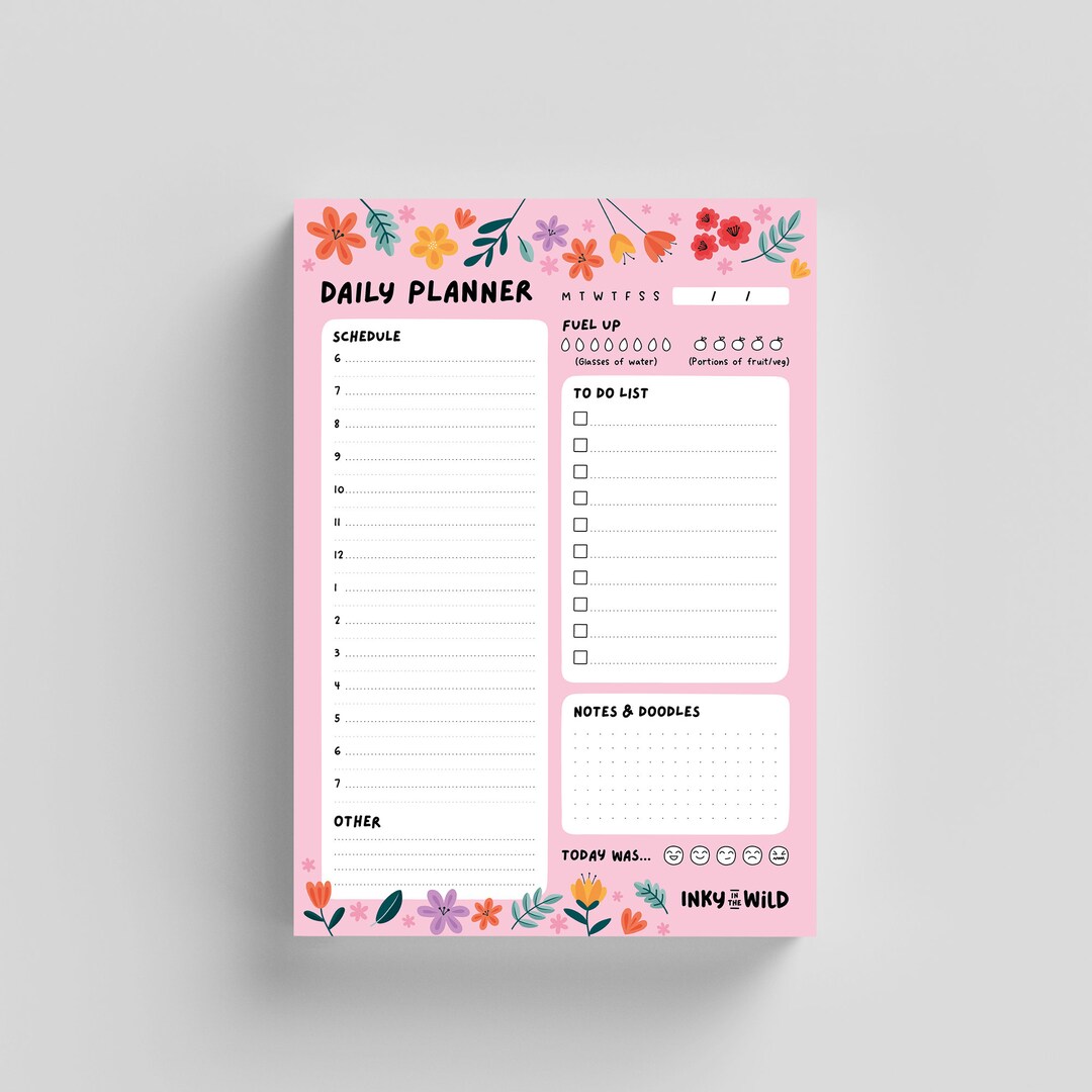 Bold Blooms Floral Daily Planner | A5 Notepad With Schedule and To-do List | Cute Summer ...