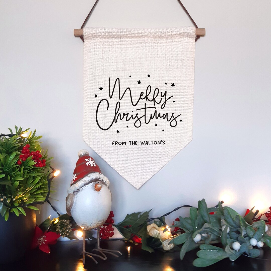 Merry Christmas Family Name Banner | Personalised Christmas Wall ...