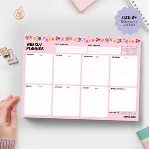 Bold Blooms Floral Weekly Planner | A4 Notepad With Daily Oraginser and ...