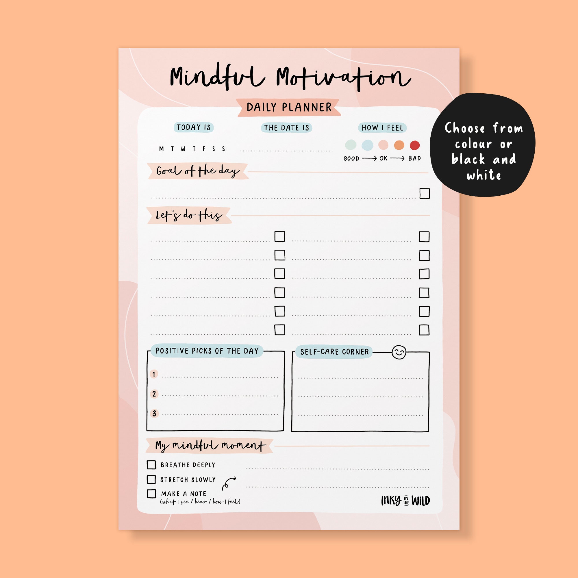 PRINTABLE Mindful Motivation A5 Daily Planner Digital Download - Etsy