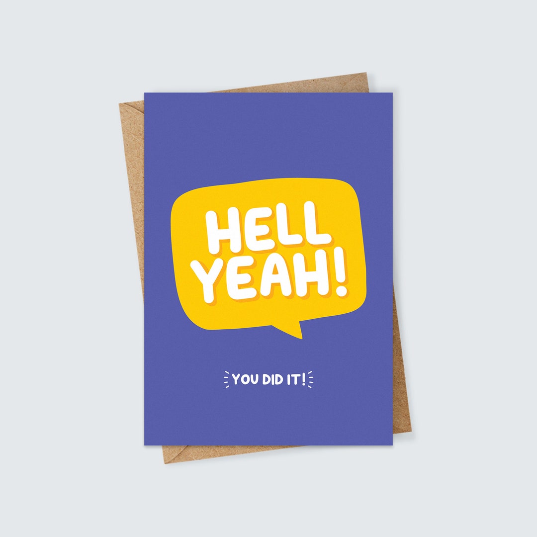 Hell Yeah Congratulations Card for New Job Graduation Exam Results ...