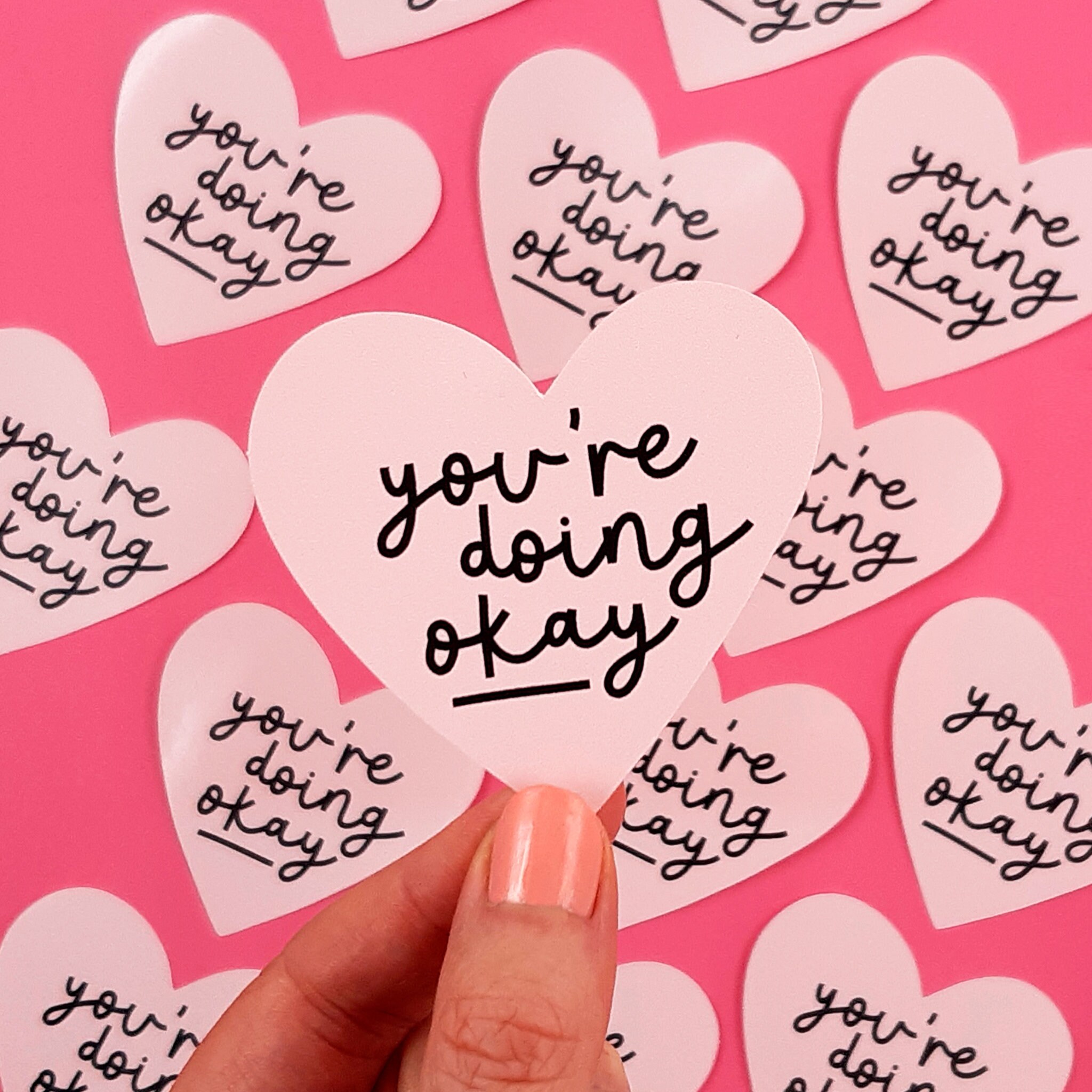 You're Doing Okay Vinyl Sticker Heart Shaped Positive | Etsy