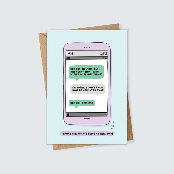 Hey Siri Call Dad Card Father's Day or Birthday Card for - Etsy