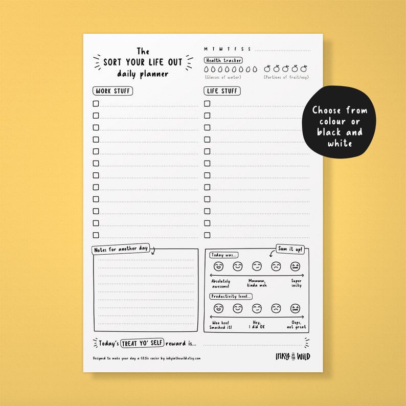 PRINTABLE Digital Download A5 Daily Planner Desk Pad Work/life Balance ...