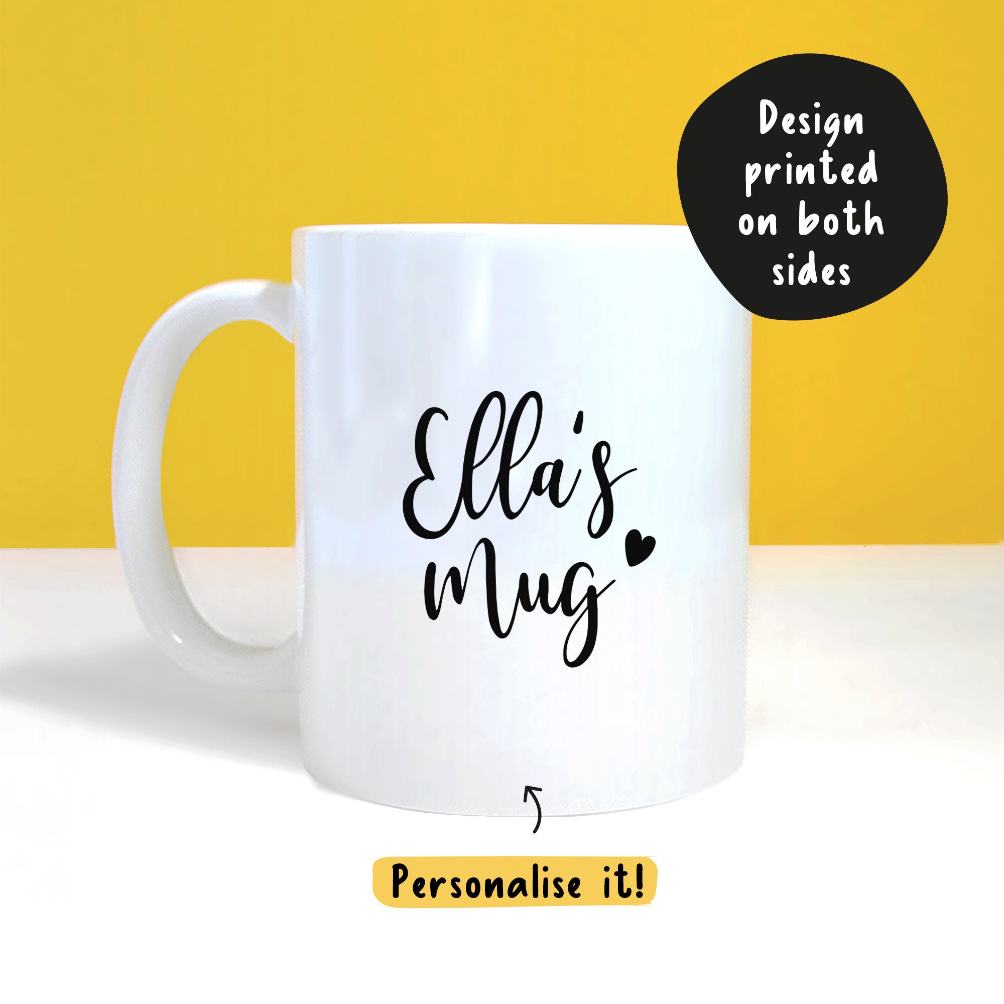 Cute Personalised Mug With Name and Heart 11oz Printed Ceramic Cup With ...
