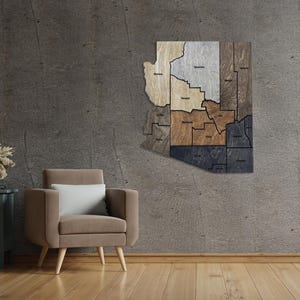 Arizona Travel Map Apartment Decor Wooden Wall Map USA Map Wood Map of ...