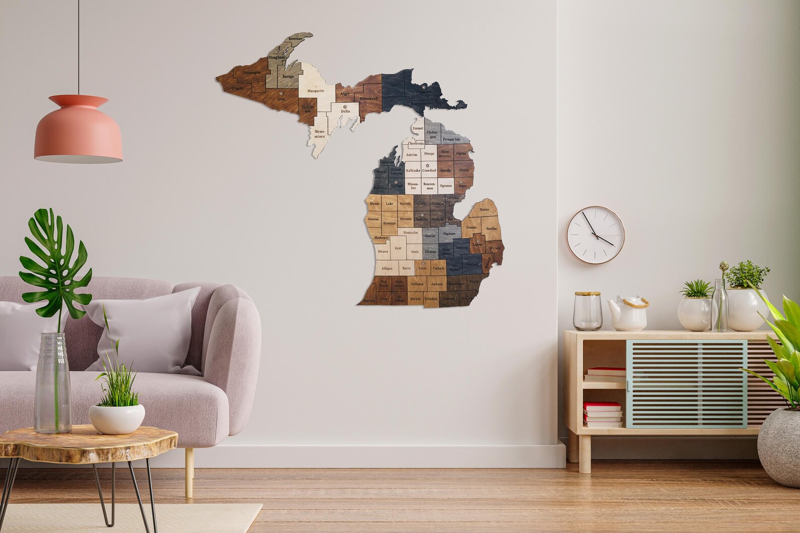 Michigan Travel Map Apartment Decor Wooden Wall Map USA Map Wood Map of ...