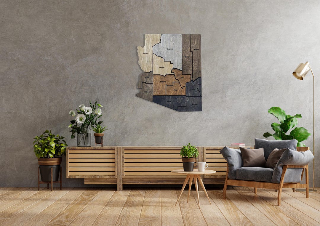 Arizona Travel Map Apartment Decor Wooden Wall Map USA Map Wood Map of ...