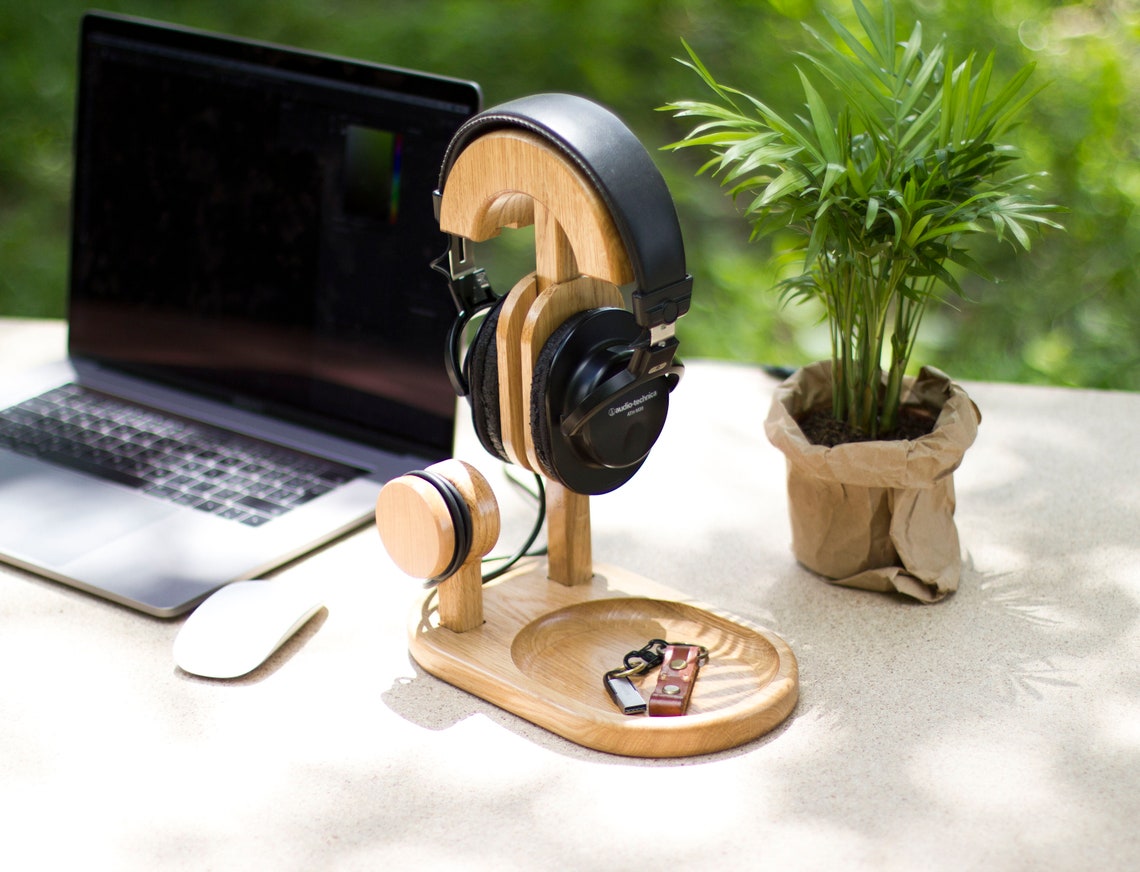 Wood headphone stand handmade stand headphone wood stand | Etsy