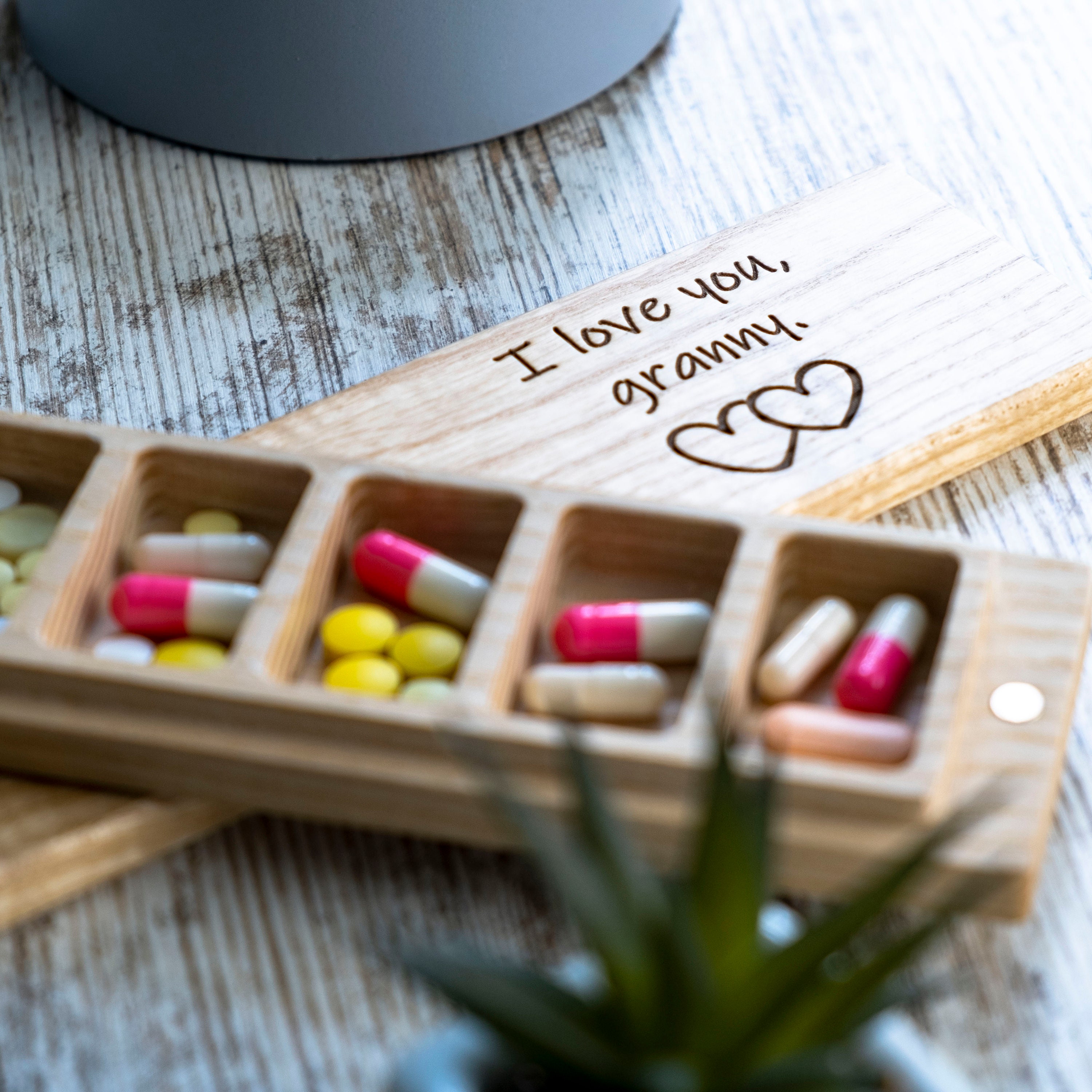 Large Pill Case Weekly Pill Box Wood Pill Box 7 Day Weekly Pill Case ...