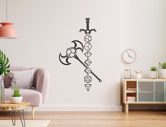 Dice Ax Sword Decor Dice Set Wall Decor Dnd Dice Decor D&D | Etsy