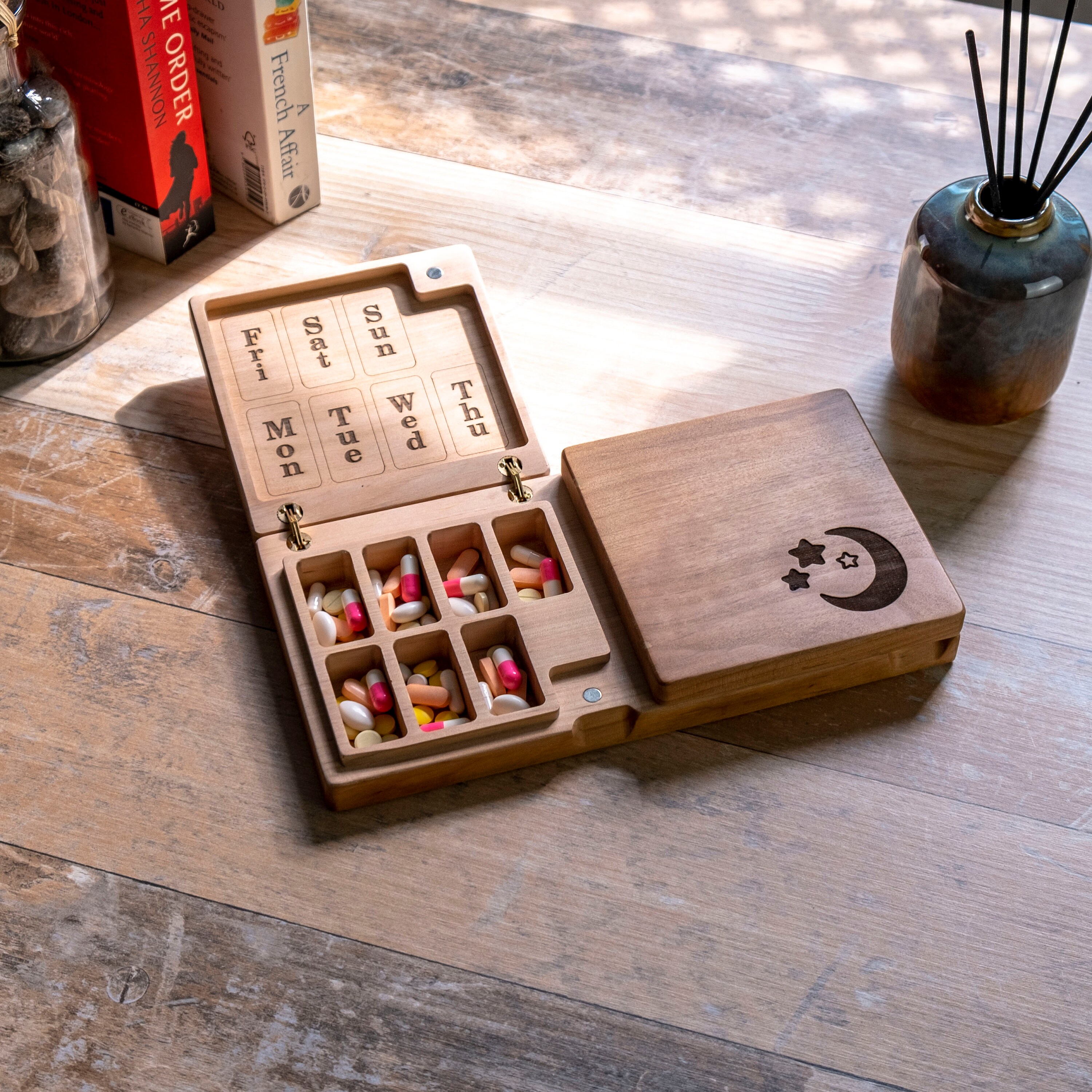 A Weekly Box With Two Separate Compartments for Morning and | Etsy