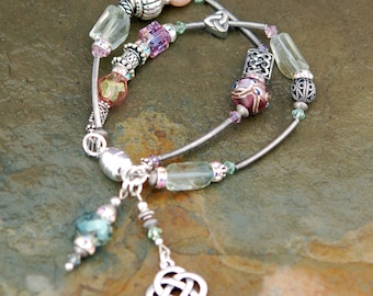 Cliodna Chalcedony Gemstone Celtic Bracelet. - Etsy