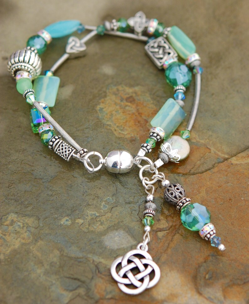 Cliodna Chalcedony Gemstone Celtic Bracelet. - Etsy