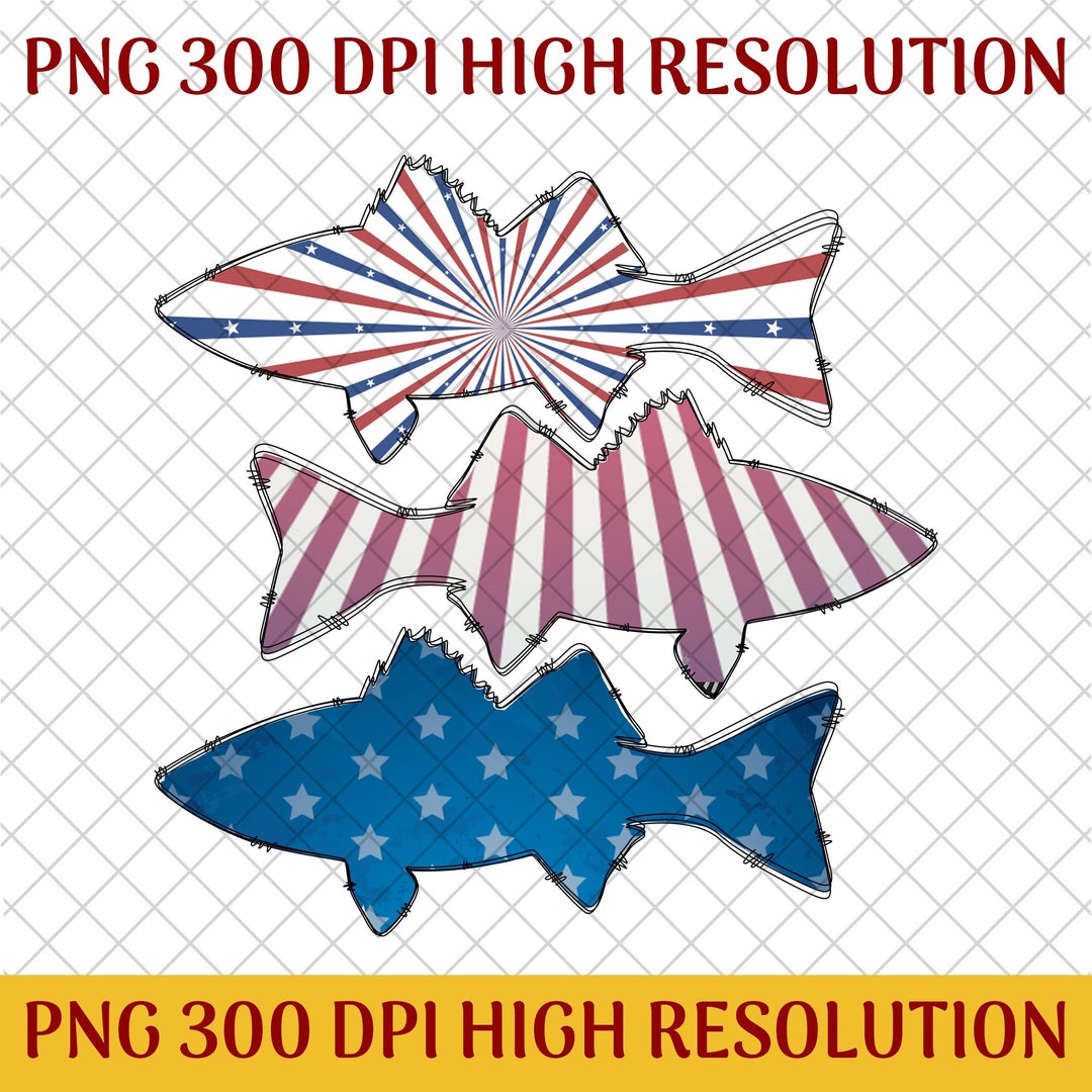 American Flag Fish PNG, 4th of July Fishing Digital Download, Memorial ...