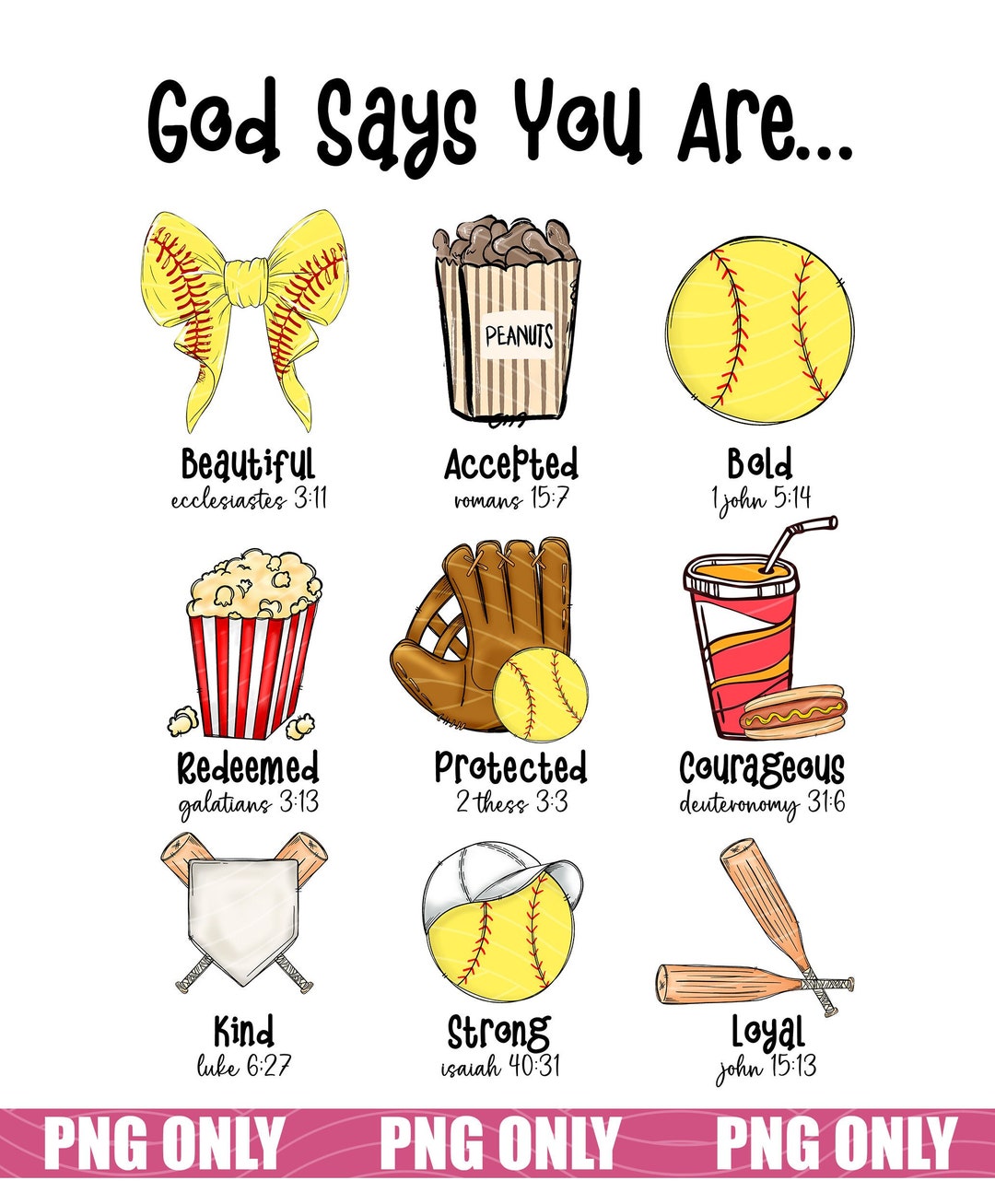 God Says You Are PNG, Christian Softball Digital Download, God Says ...