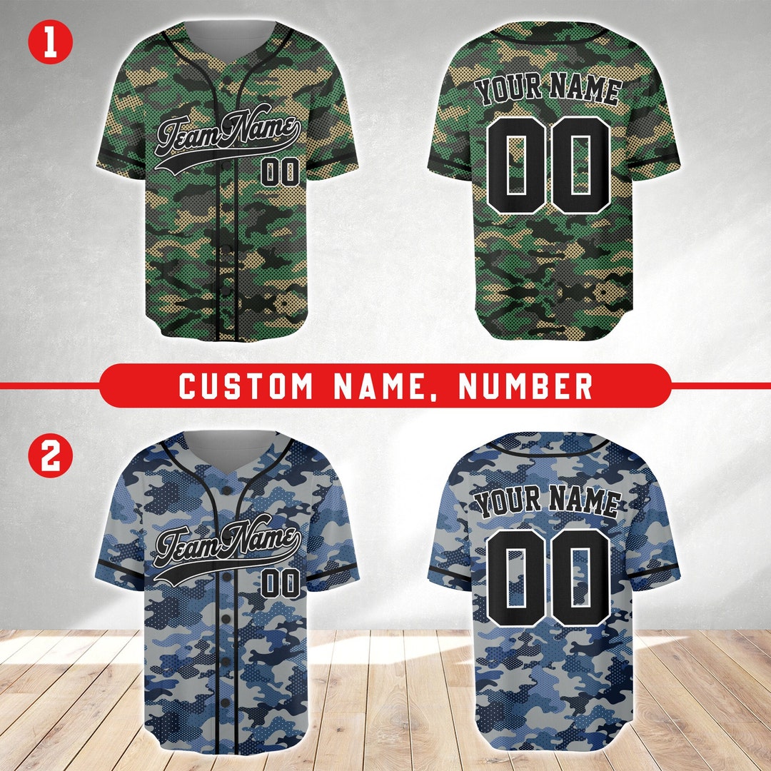 Personalized Camouflage Baseball Jersey, Custom Name Number Military ...