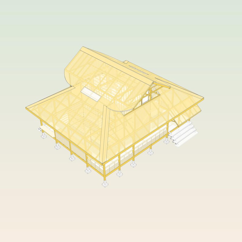 3D Timber Frame House, 3D Model: Modular Farmhouse 3D Model Autocad DWG ...