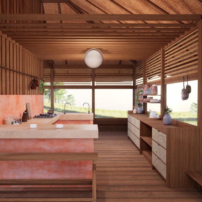 2D Tropical Timber Frame House Plans: Modular Villa 2D Drawing Pack ...