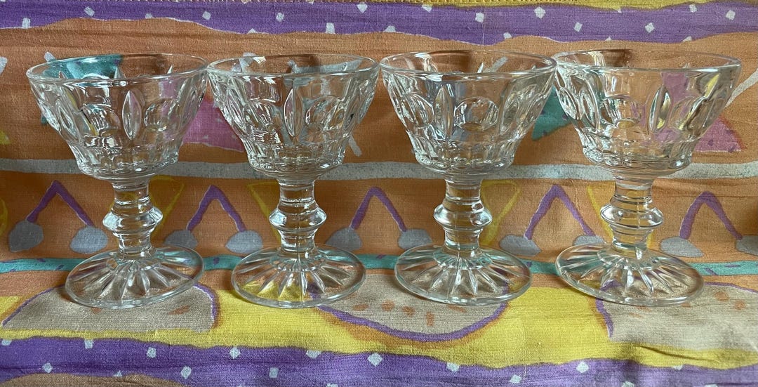 Set of 4 Antique/vintage Pressed Glass Sundae Cups/ Dessert Cups/ Small ...