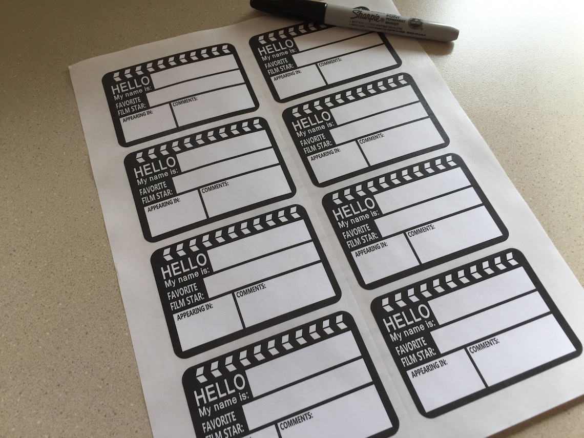 PRINTABLE Name Tags HOLLYWOOD Theme Party DRAMA Emmy - Etsy