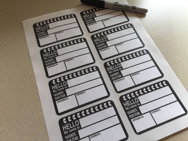 Printable Name Tags Hollywood theme Party Emmy Awards | Etsy