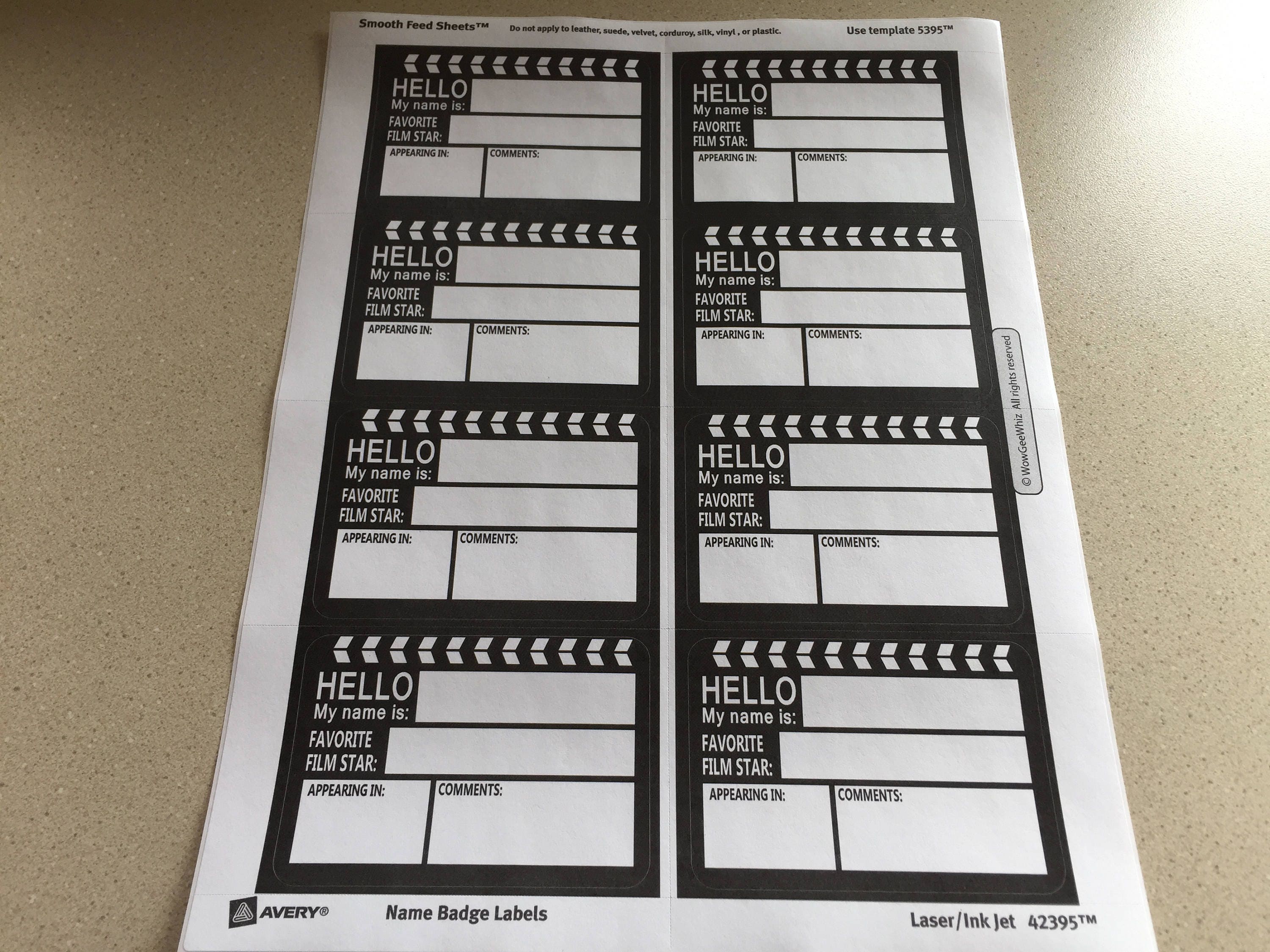 Printable Name Tags Hollywood theme Party Emmy Awards | Etsy