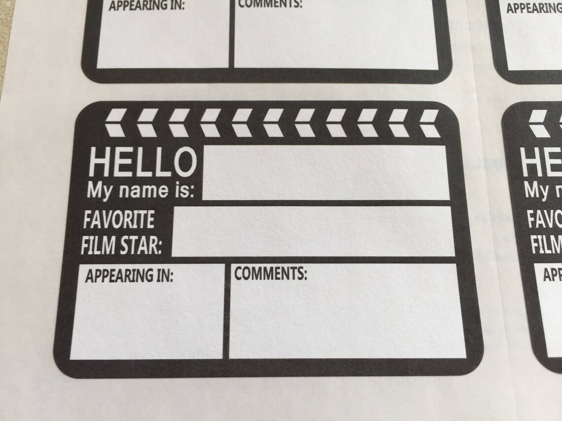 PRINTABLE Name Tags HOLLYWOOD Theme Party DRAMA Emmy - Etsy