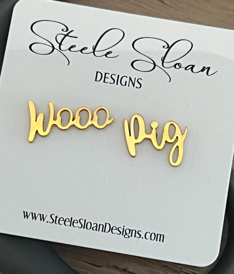 WOOO Pig! Wooo Pig Earrings Cute Arkansas Game Day Gold Stud Earrings ...