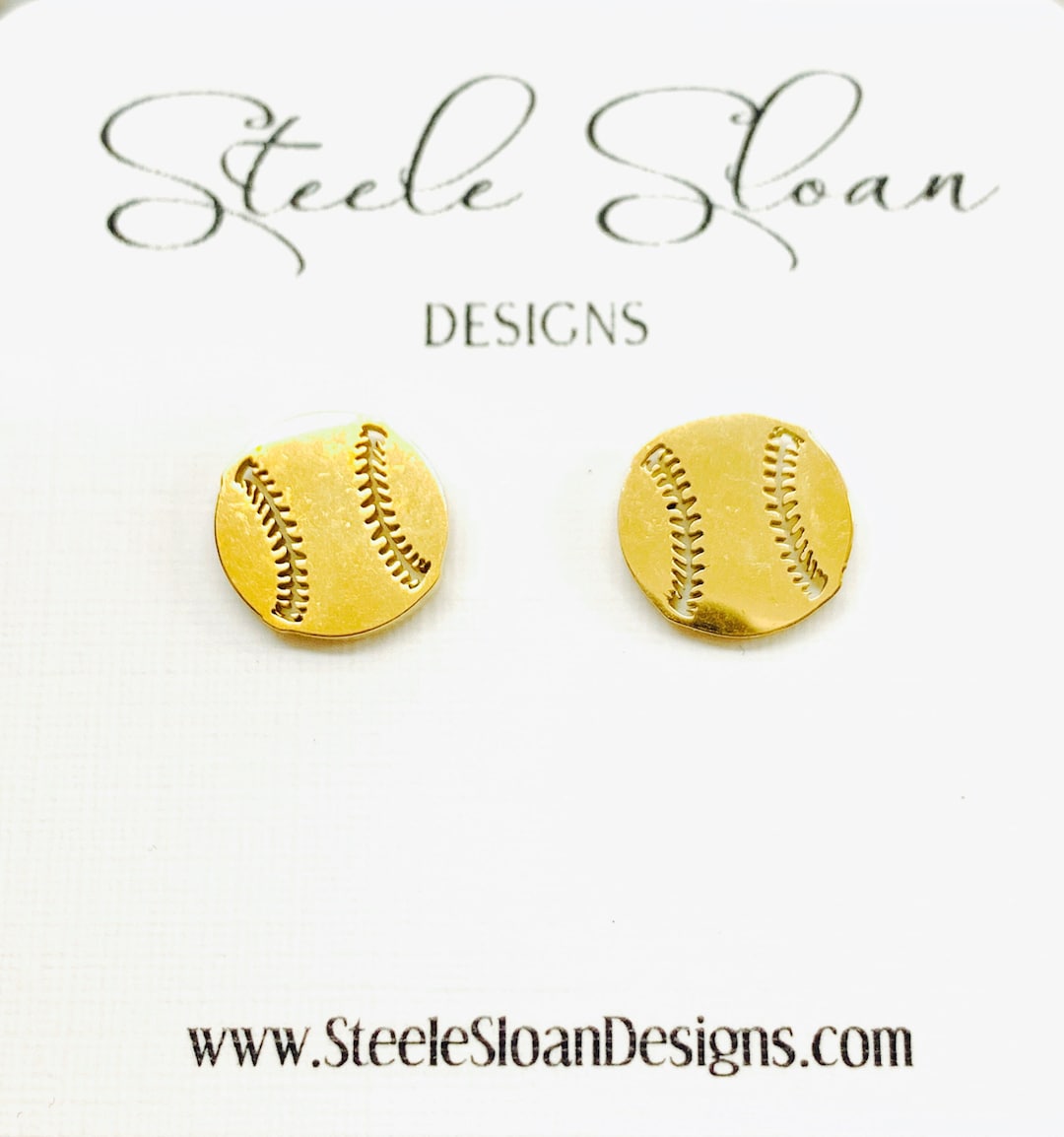 Baseball Gold Stud Earrings, Cute Earrings, Baseball Gift, Baseball Mom ...
