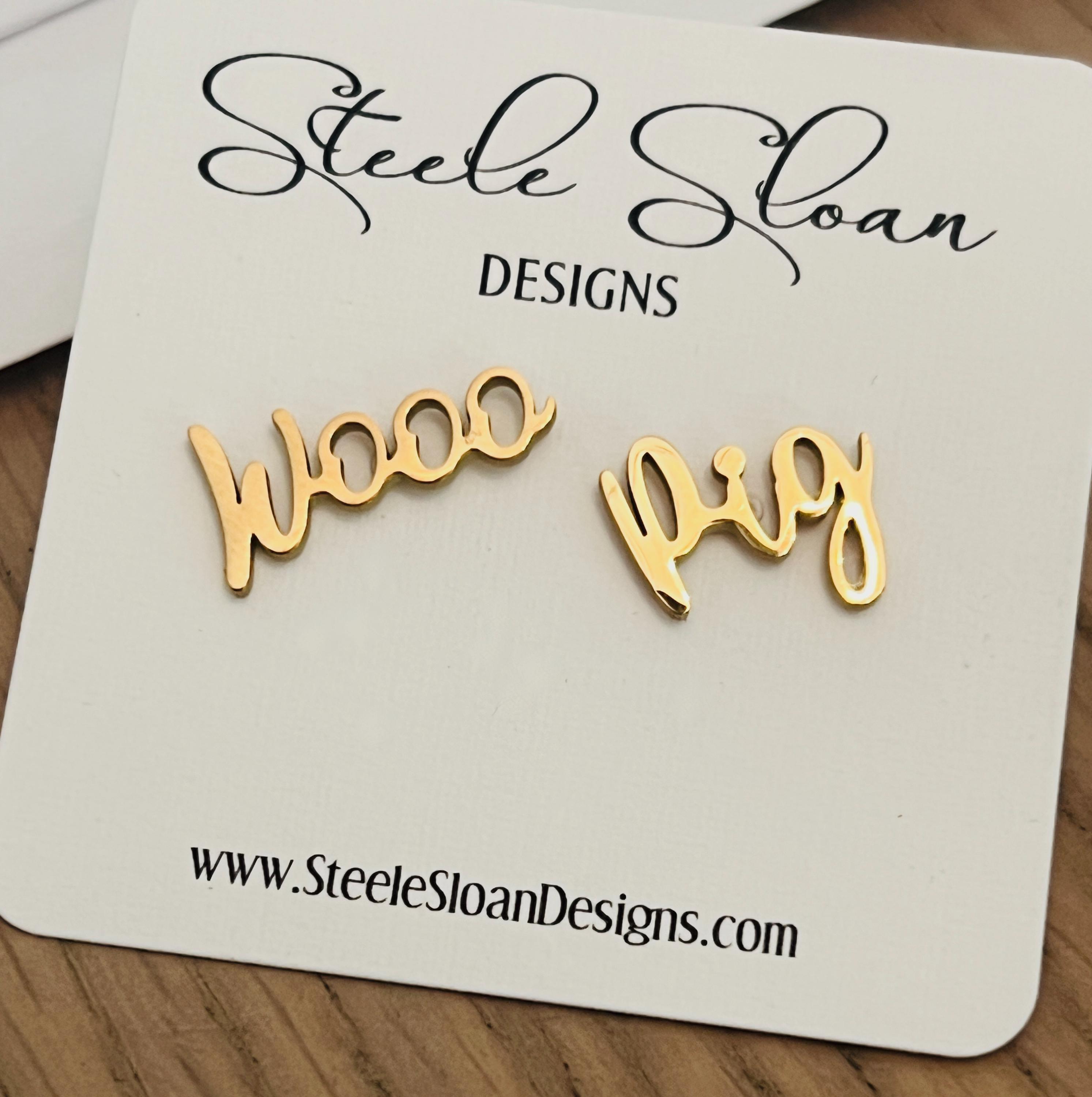 WOOO Pig! Wooo Pig Earrings Cute Arkansas Game Day Gold Stud Earrings ...