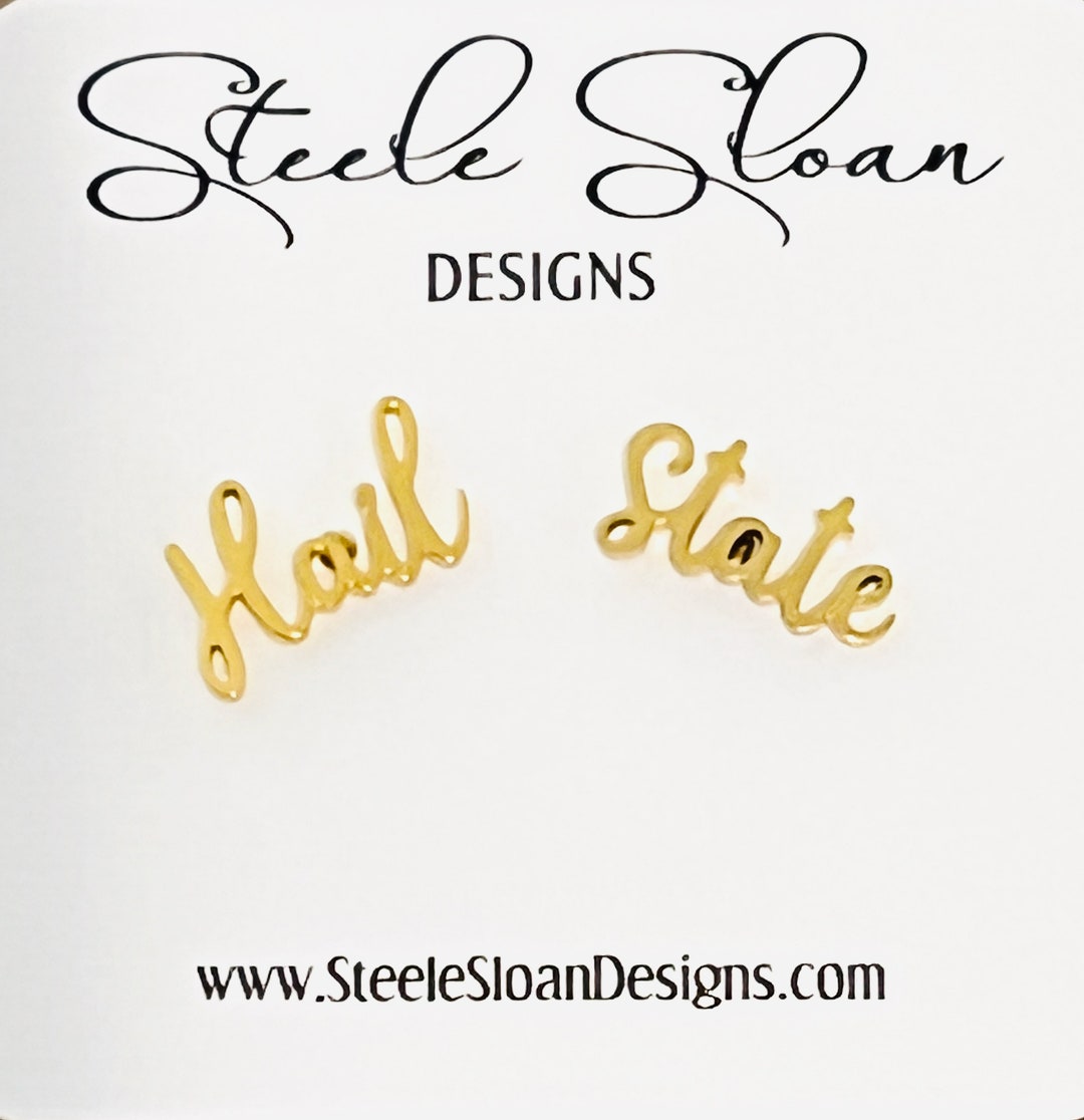 Mississippi State Hail State Gold Stud Earrings- CUTE Mississippi State ...