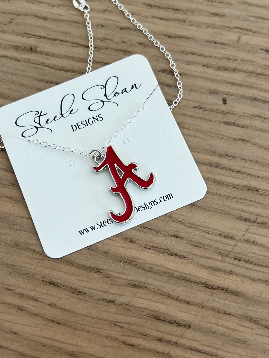 Alabama A Logo Silver Necklace on Sterling Silver Chain, Gift for Bama ...